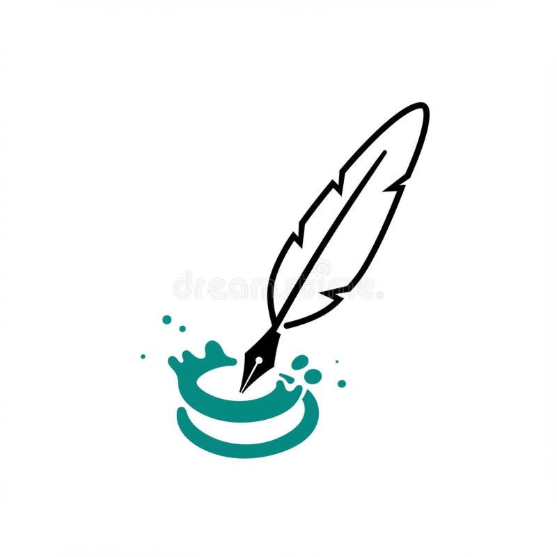 A Stylized Graphic Features a Black Quill Pen Forming a Circular Shape ...