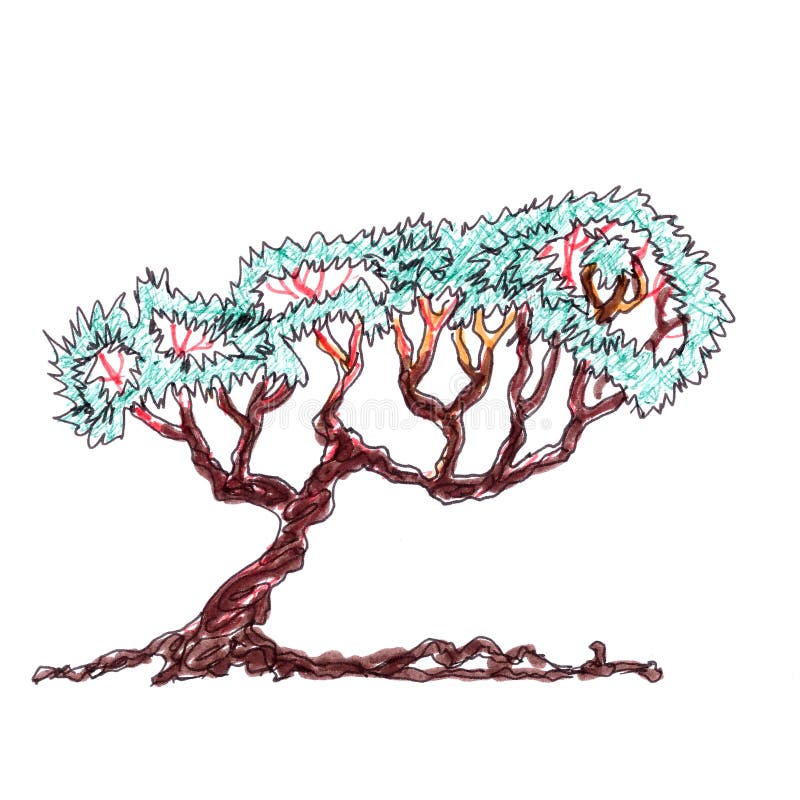 Stylized Graphic Image of a Tree, Copy Space Stock Illustration ...