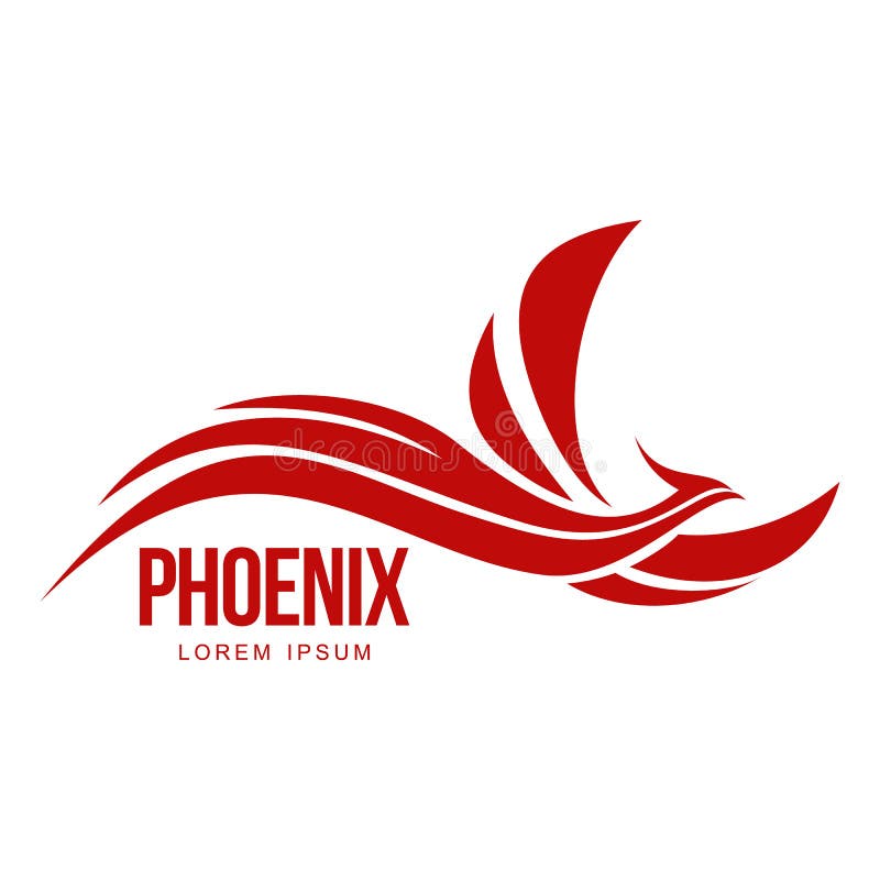 Stylized Graphic Phoenix Bird Flying with Expanded Wings Logo Template ...