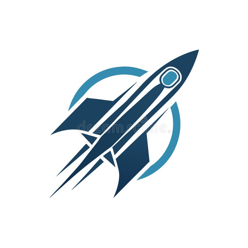 Modern Rocket Launch Graphic with Circle Element Against a Clean White ...