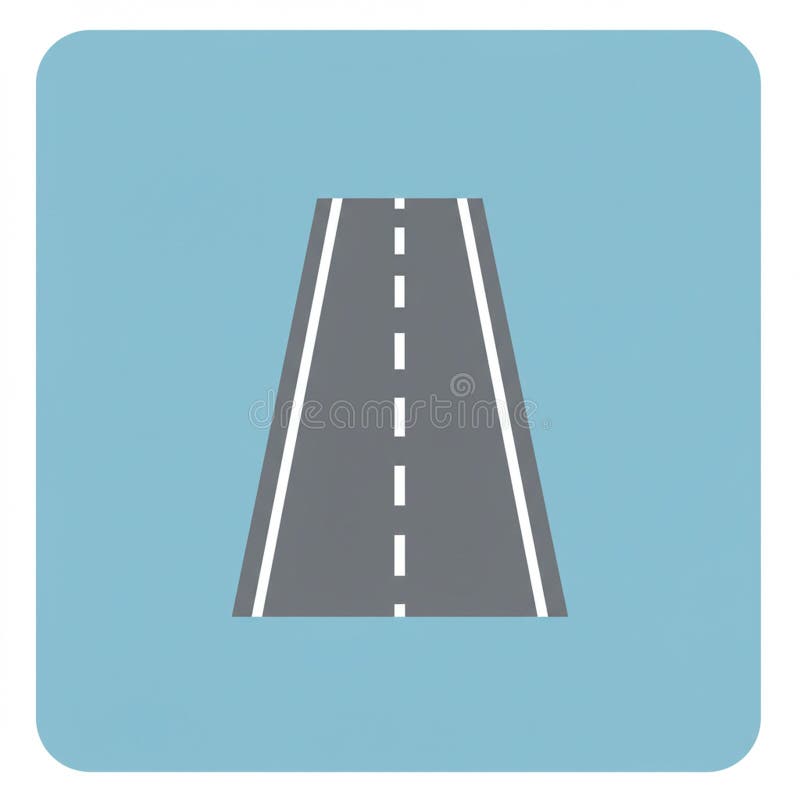 Stylized Graphic of a Straight, Two-lane Road with Dashed White ...