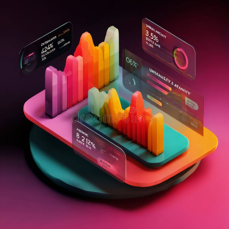 Colorful Infographic Interface with Graph Overlays and Glowing ...