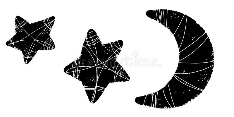 Stylized Graphic Vector Set Moon Star Stock Vector - Illustration of ...
