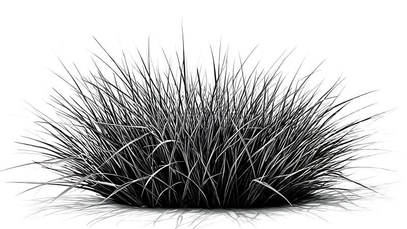Stylized Grass Clump Illustration in Black and White on White ...