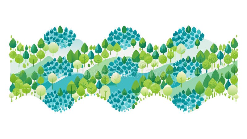 Stylized Green Hill Landscape Border Vector, Natural Design Element ...
