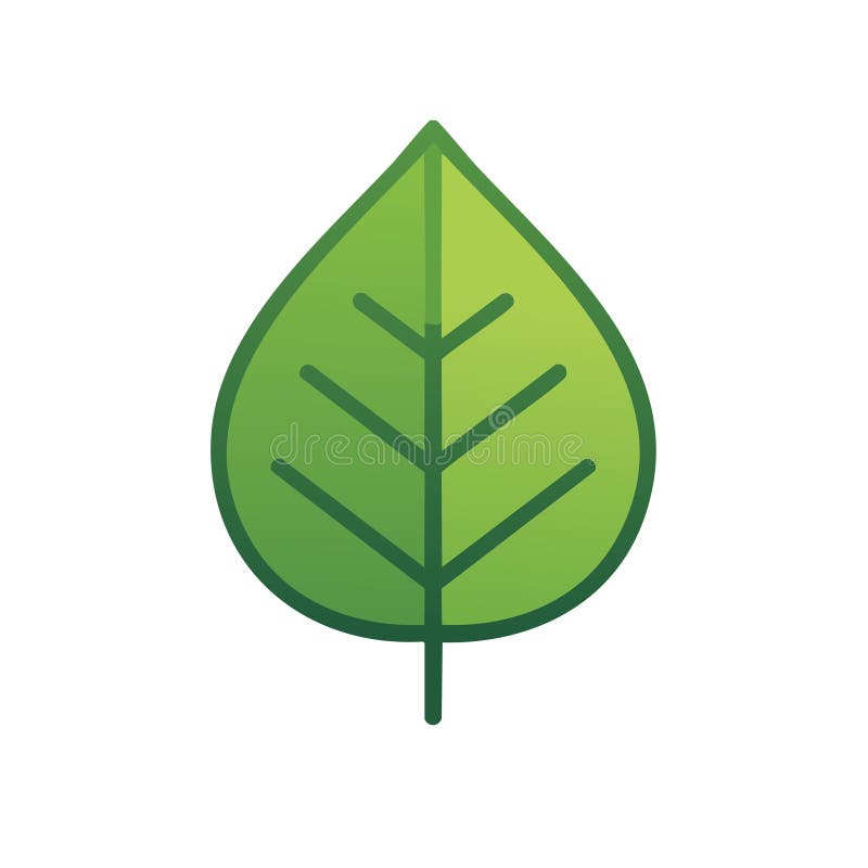 Stylized Green Leaf Vector Icon for Ecology and Nature Concepts Stock Illustration ...