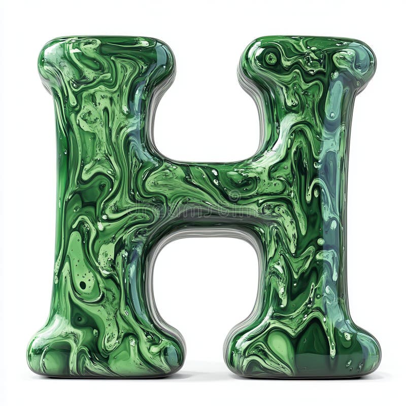 A Stylized Green Letter "H" with a Marbled Texture Stock Illustration ...