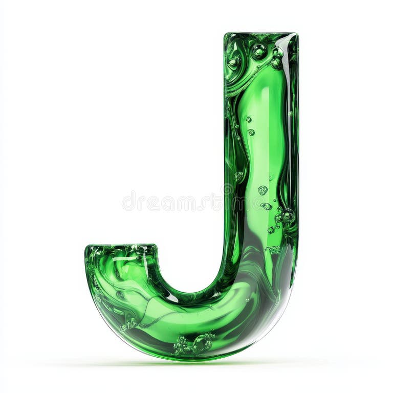 A Stylized Green Letter "J" with a Glossy, Liquid-like Texture Stock ...