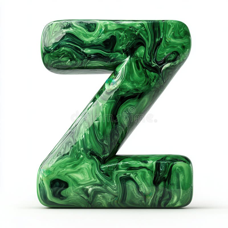 A Stylized Green Marbled Letter "Z" with a Glossy Finish Stock ...