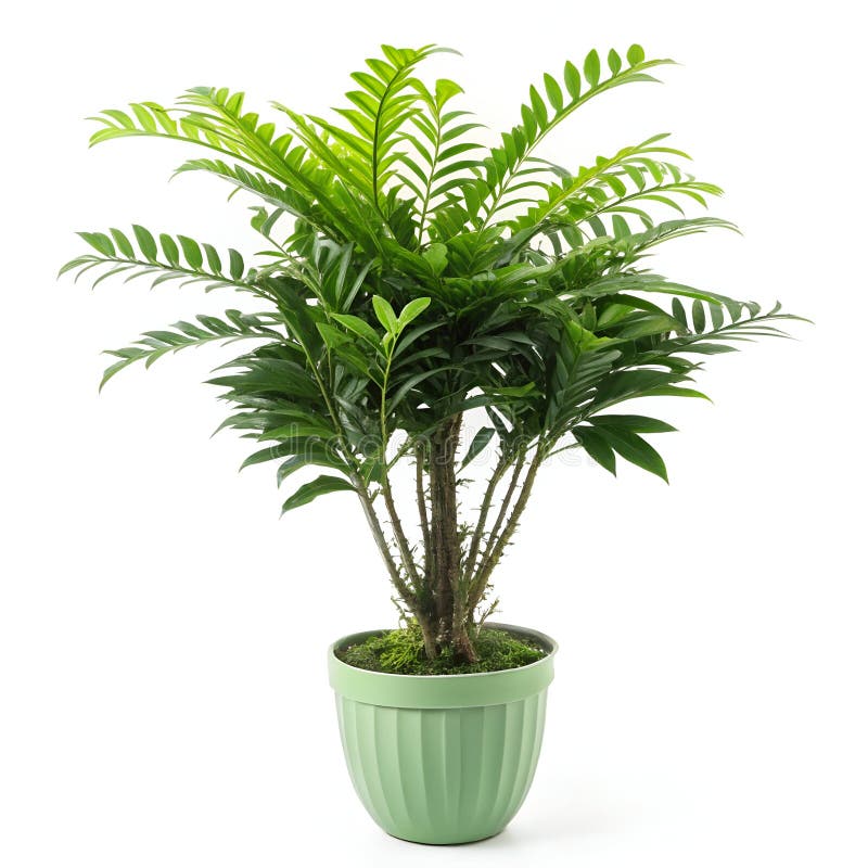 Stylized Green Potted Plant Isolated on White Background Stock ...