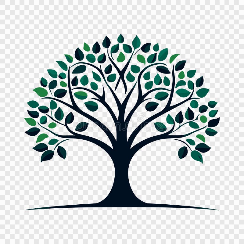 Stylized Green Tree Icon with Gradient Leaves Stock Illustration ...