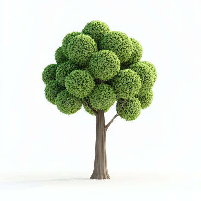 A Stylized Green Tree with Round Foliage on a Simple Background Stock ...
