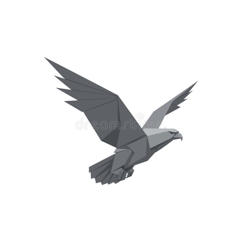 Stylized Grey Eagle in Mid-flight with Spread Wings Geometric Flat ...