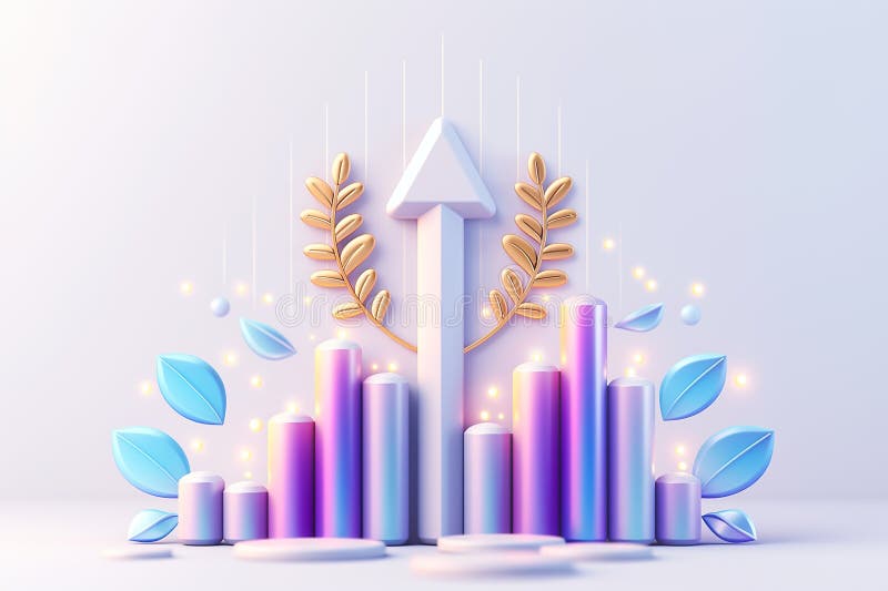 Stylized Growth Graph Featuring a Prominent Arrow Along with Decorative ...