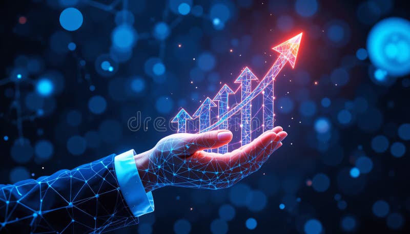 A Stylized Hand Displaying a Vibrant, Upward-pointing Graph Symbolizes ...