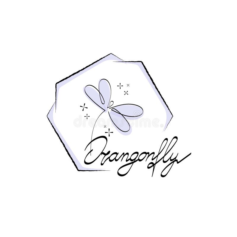 Stylized Hand-drawn Dragonfly Lettering. Logo. Hand-drawn Inscription ...