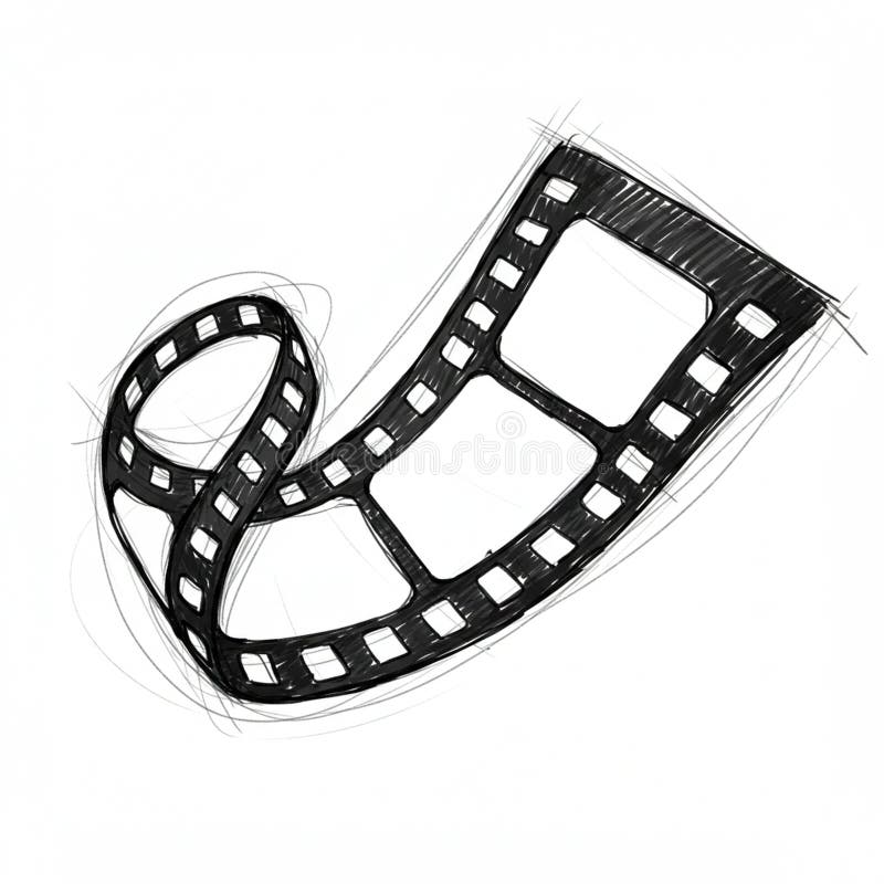 A Stylized, Hand-drawn Film Strip Curls Dynamically, Featuring ...