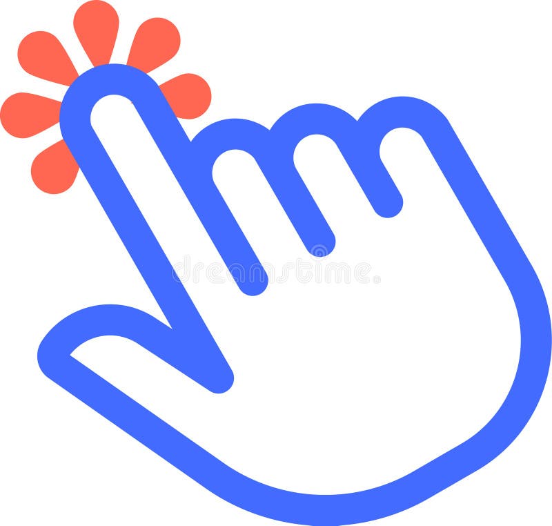 Stylized Hand with Index Finger Extended, Touching a Circular Button ...