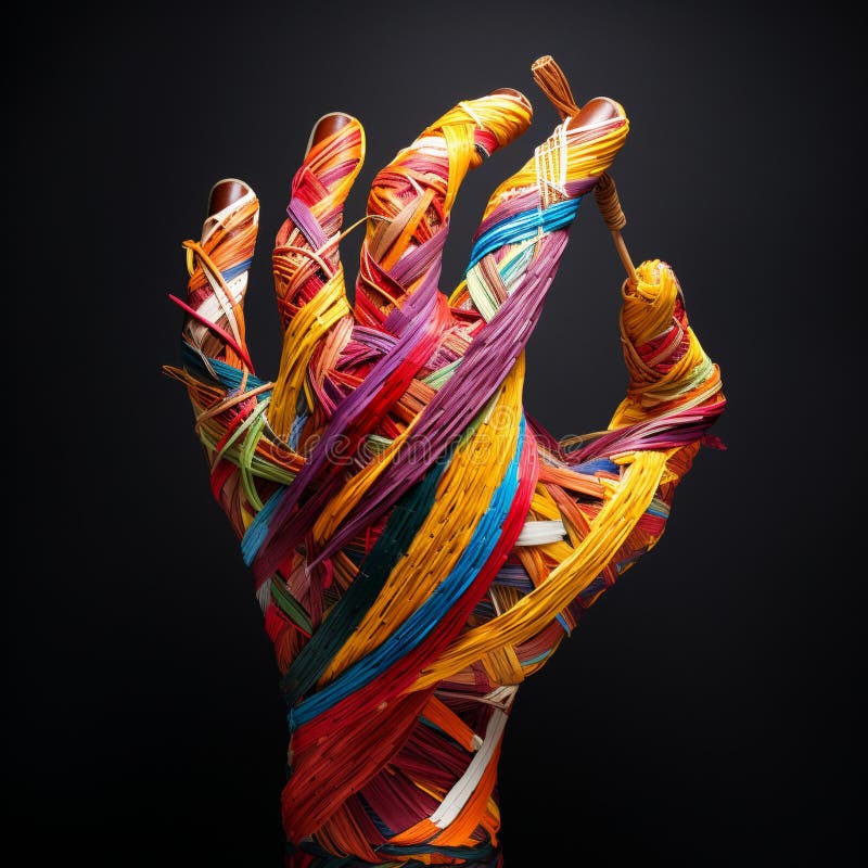 Stylized Hand Interwoven with Carpentry Tools and Colorful Threads ...