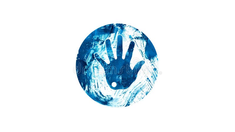 Stylized Handprint in Circle Stock Illustration - Illustration of blue ...