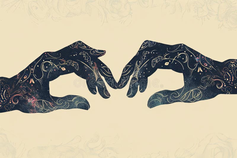 Stylized Hands Interlocking in a Symbol of Connection and Unity Stock ...