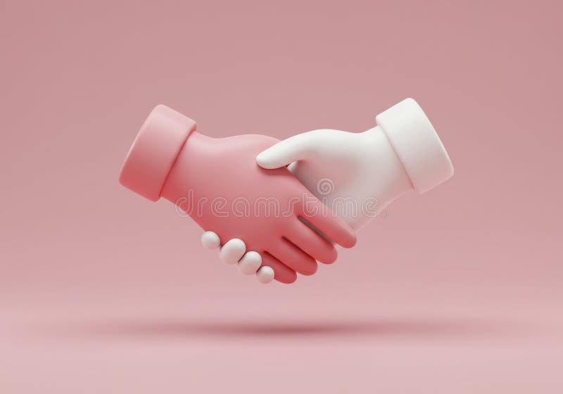 Stylized Handshake Illustration in Pink and White for Partnership ...