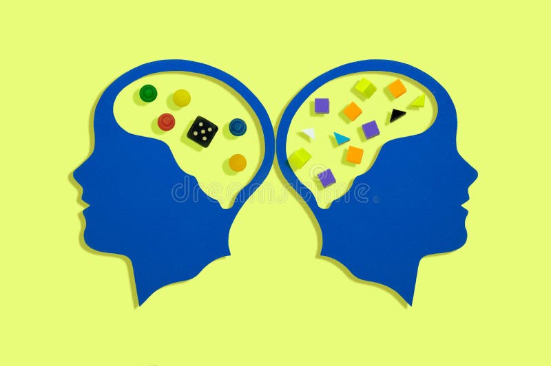 The Concept Of Rational And Irrational Thinking Of Two People. Heads Of ...