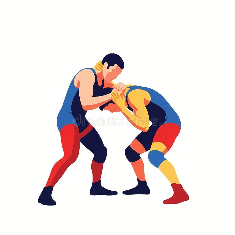 Stylized Headlock Wrestling Move in Flat Vector Art Stock Illustration ...