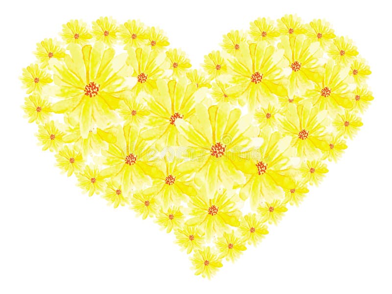 Stylized Heart Painted with Spring Yellow Flowers Stock Vector ...