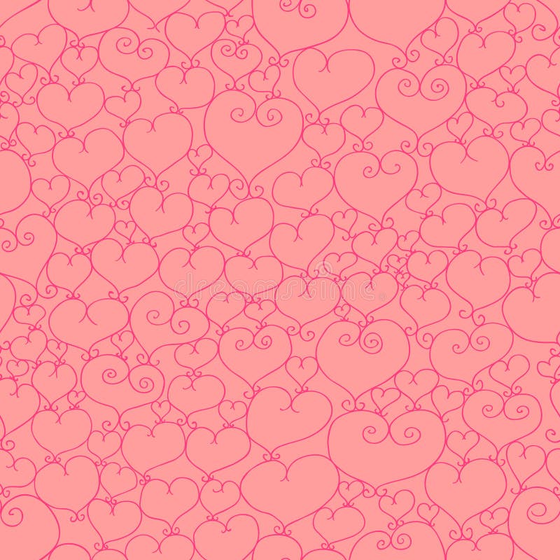 Fancy Hearts Seamless Pattern Stock Vector - Illustration of delicate ...
