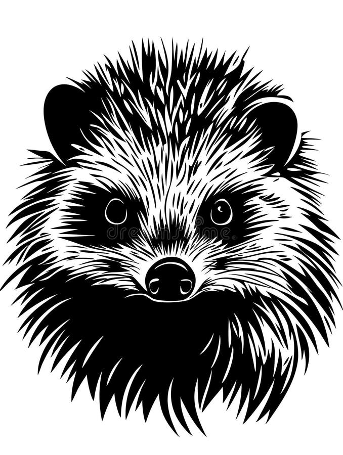 Stylized Hedgehog Face Vector Illustration for Tattoo or Coloring ...
