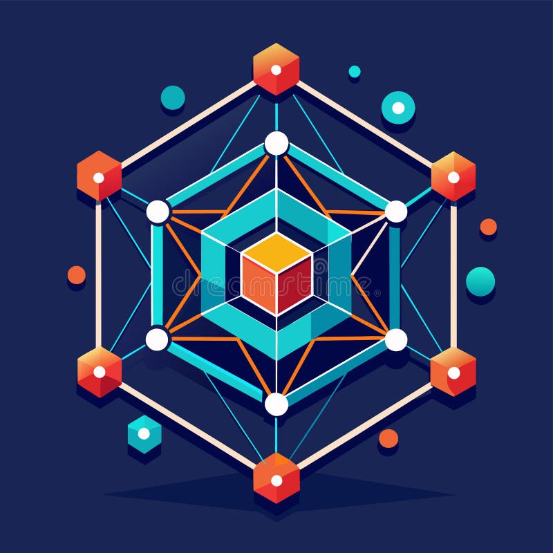 A Stylized Hexagon with Multiple Layers and Lines, Showing Connected ...