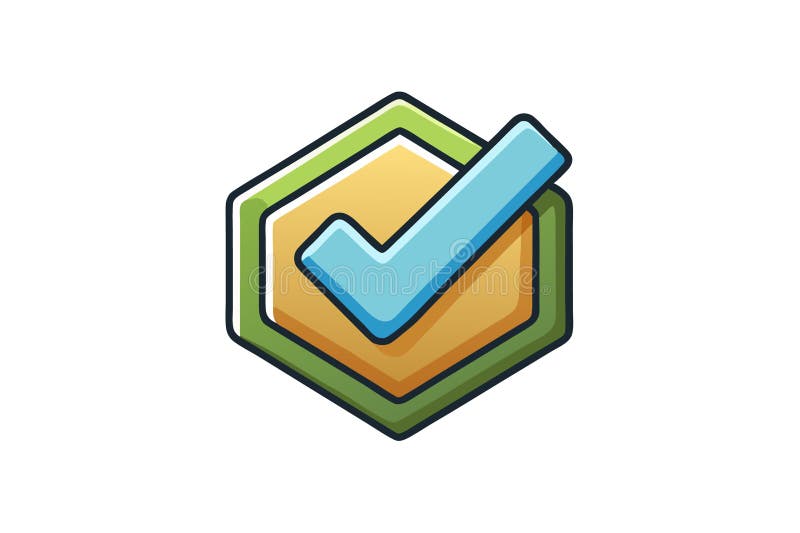 Stylized Hexagonal Badge with a Prominent Checkmark Icon, Ideal for ...