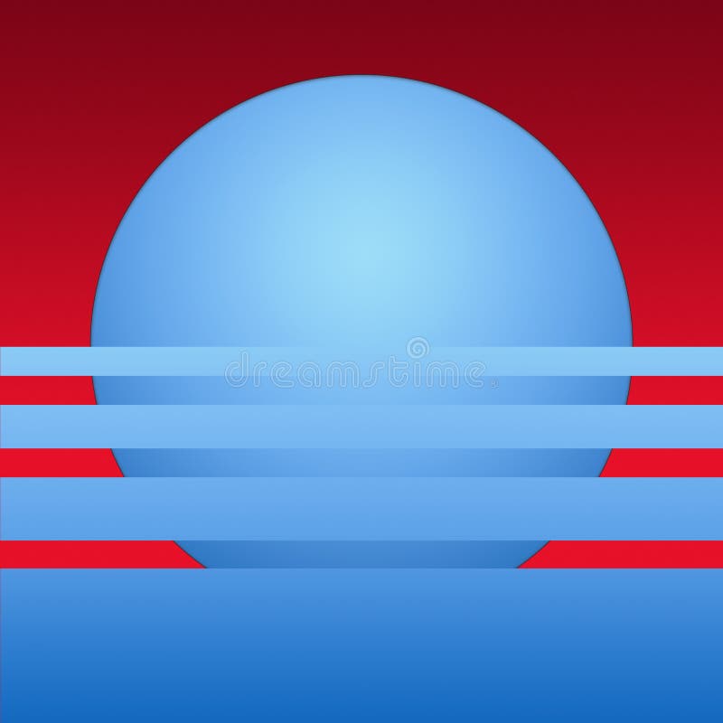 Stylized, High Resolution Illustration of Sunset in Blue and Red Stock ...