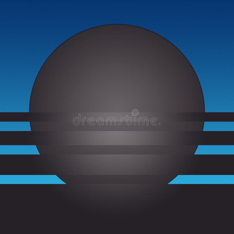 Stylized, High Resolution Illustration of Sunset in Dark Grey and Blue ...