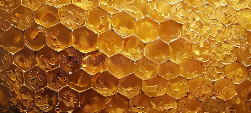 Stylized Honeycomb Pattern with Honey. Hexagonal Beeswax Structure ...