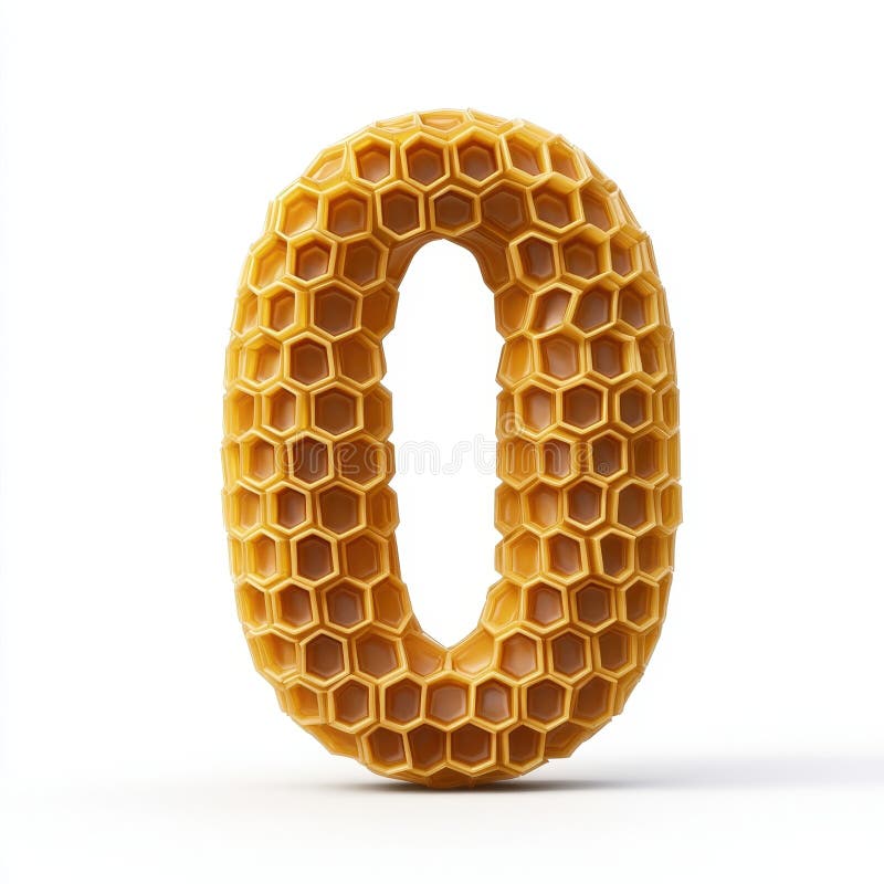 A Stylized Honeycomb-shaped Number "0" with a Textured Design Stock ...
