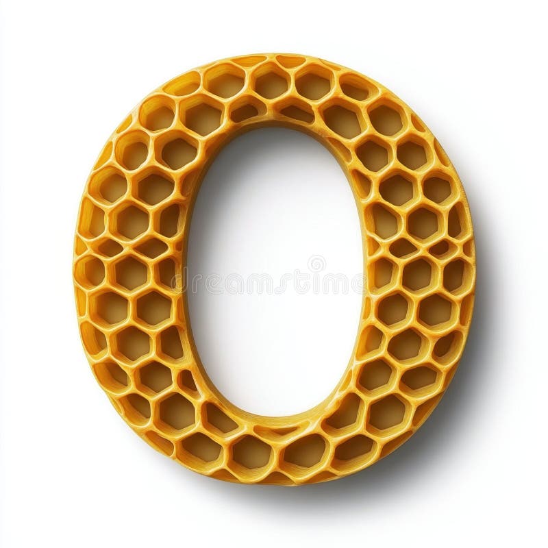A Stylized Honeycomb-shaped Number "0" in a Vibrant Yellow Color Stock ...
