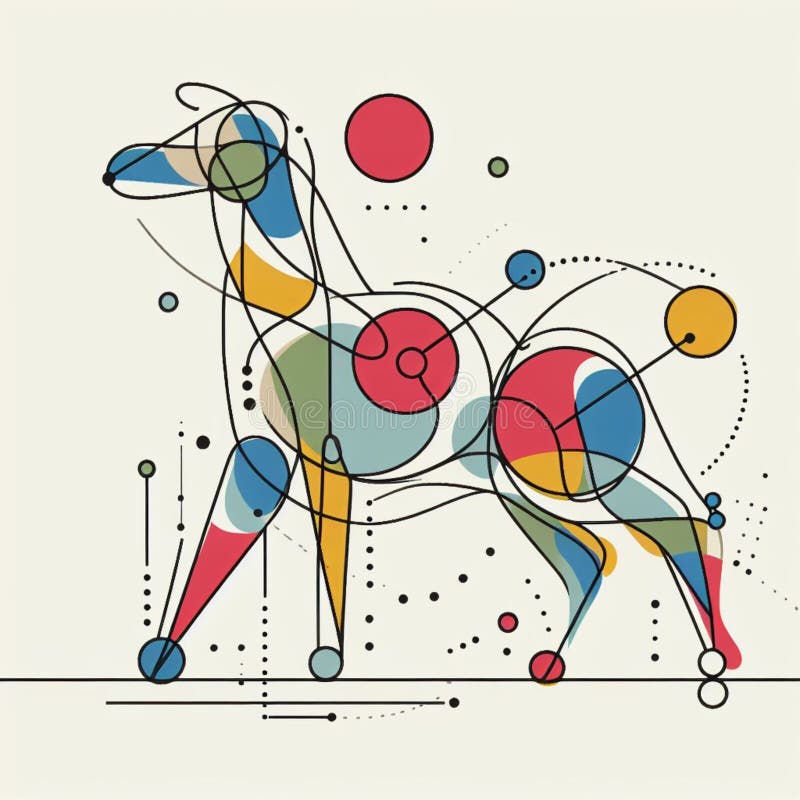 Stylized Horse , Continuous Line Art, Basic Geometric Form, Exaggerated ...