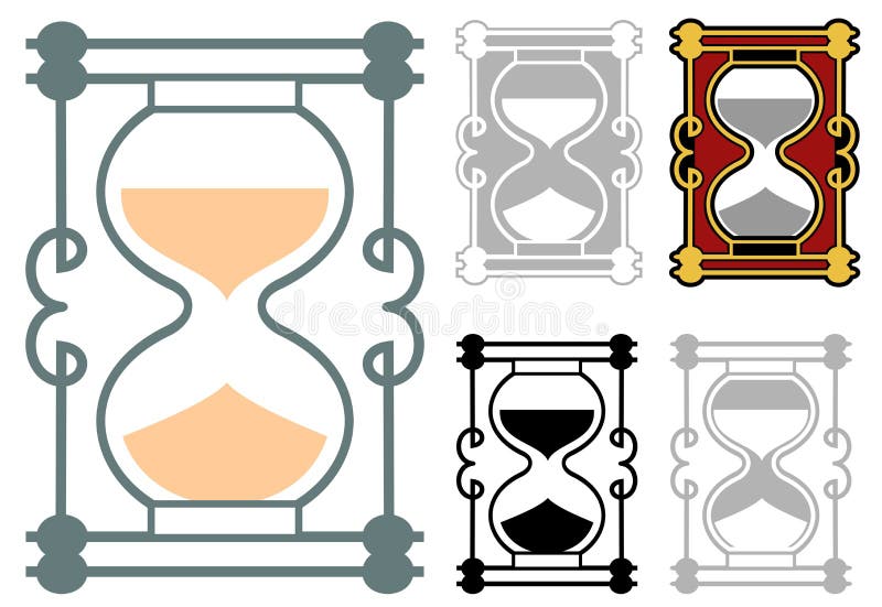 Stylized Hourglass Emblem with a Set of Variations Stock Vector ...