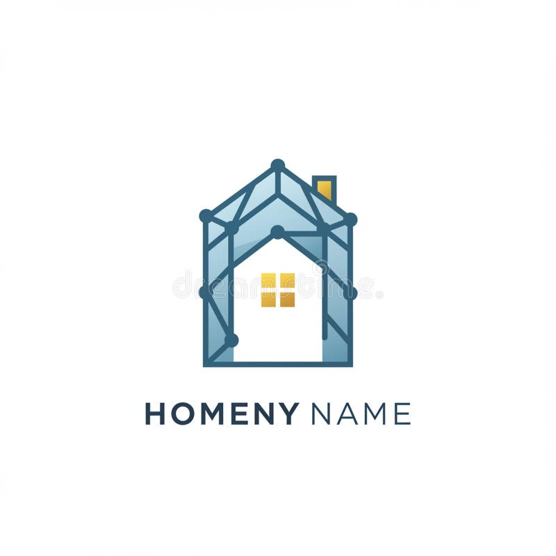Stylized House Logo Featuring Blue Geometric Lines Outlining the ...