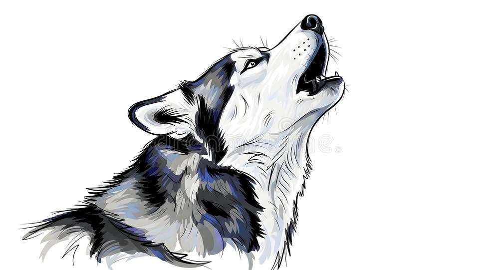 Stylized Howling Wolf Vector Illustration Stock Illustration ...