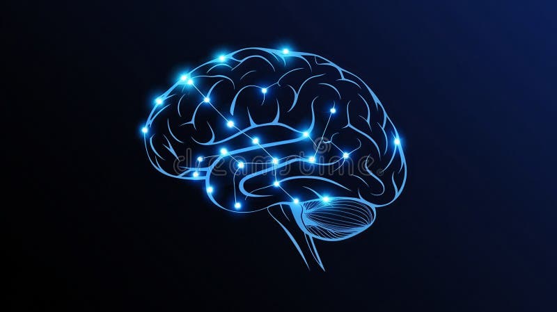 Stylized Human Brain with Glowing Neural Connections Neural Network Stock Illustration ...