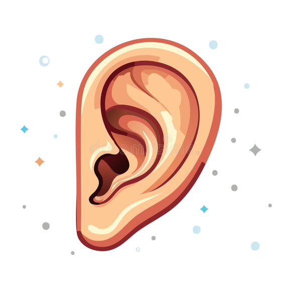 Stylized Human Ear Vector Illustration Representing Hearing and Sound ...