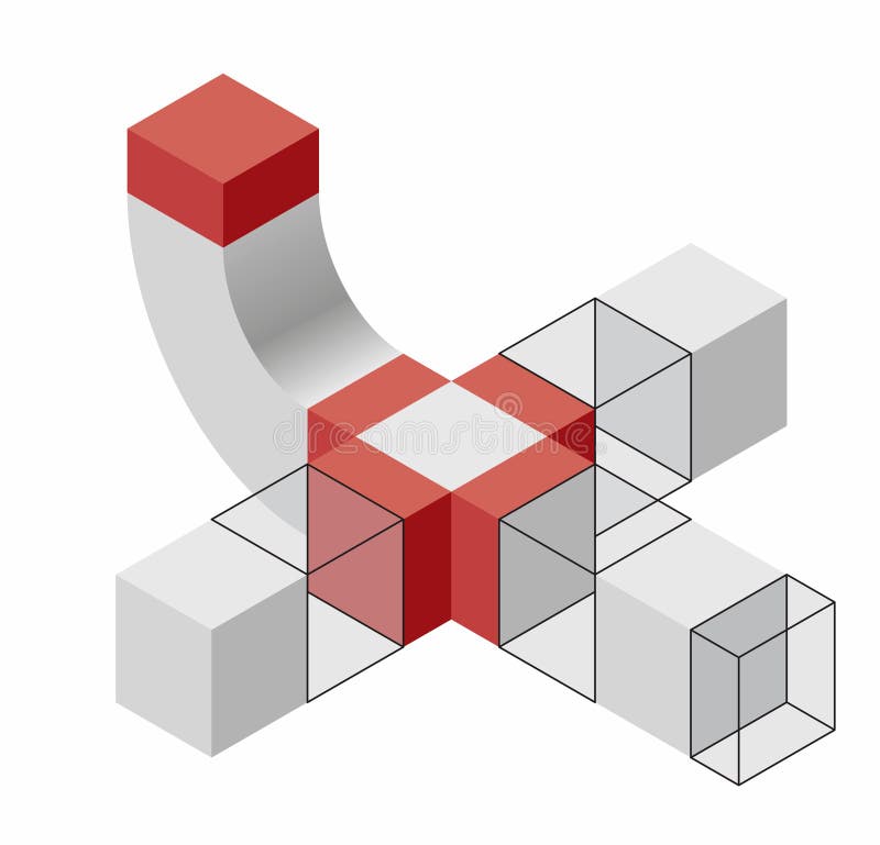 Stylized Human Figure Composed of Blocks. Abstract Geometric Figure ...