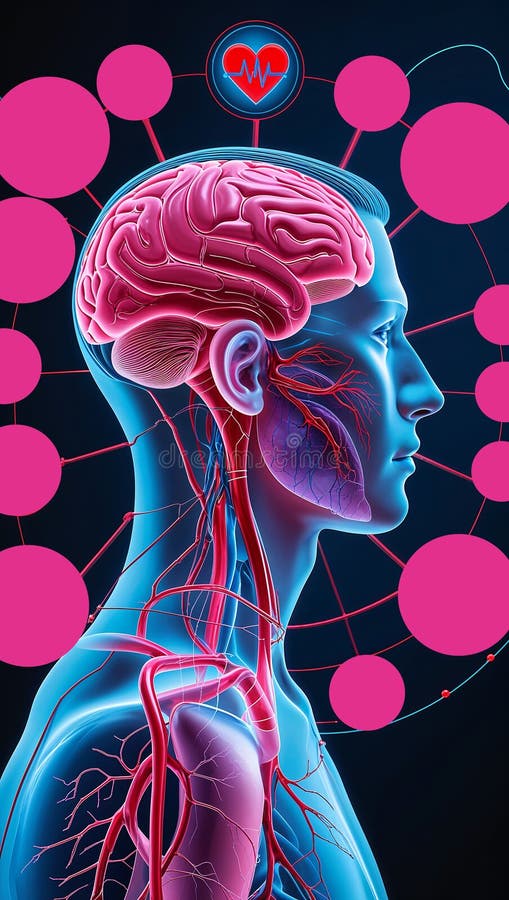 Stylized Human Figure with Translucent Skin Showcasing Brain and ...