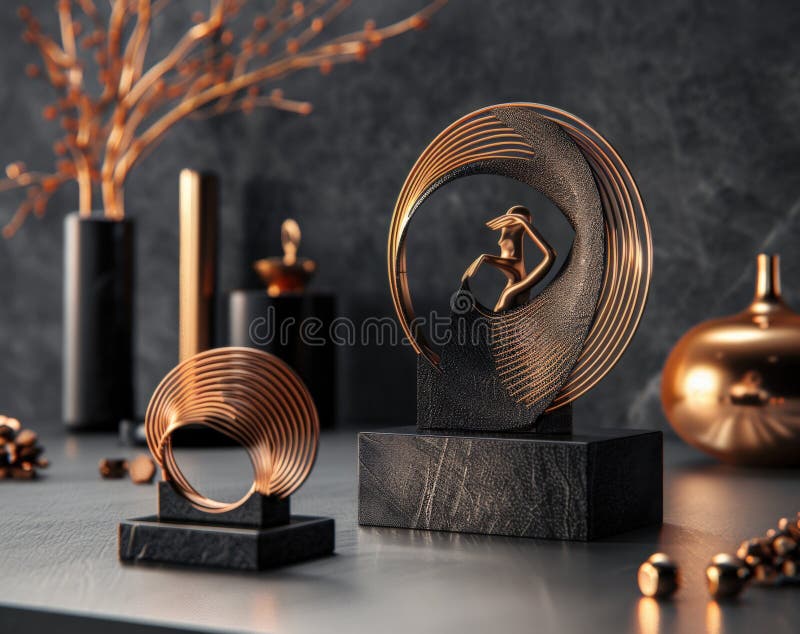 Stylized Human Figure in a Spiral Gold Frame Stock Image - Image of ...