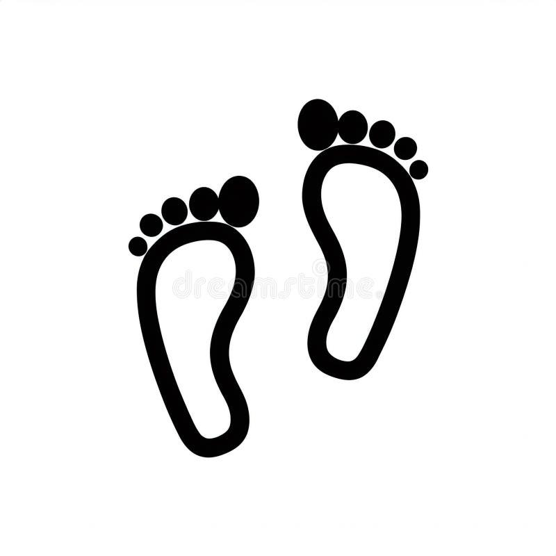 Stylized Human Footprints Walking Forward, Isolated on White Background ...