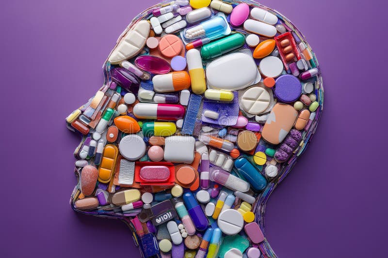 Medication Mosaic Human Head Stock Illustration - Illustration of ...