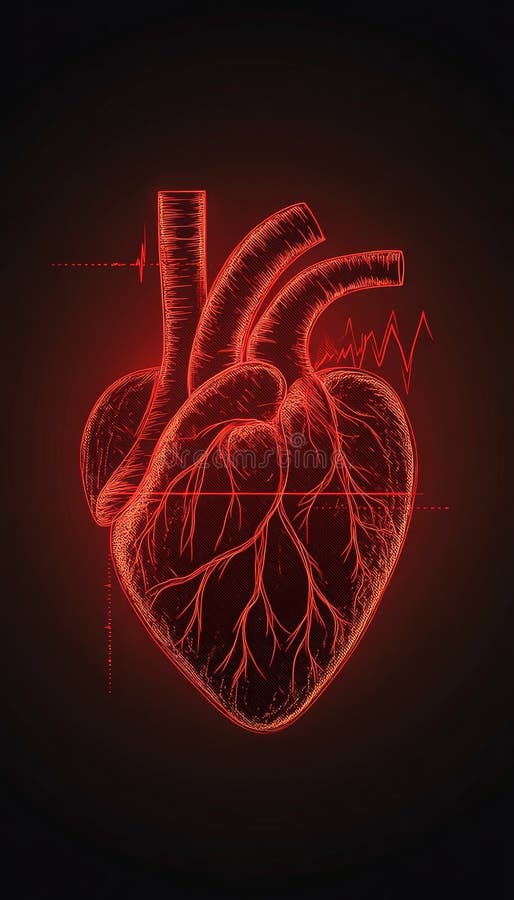 Stylized Human Heart, Bold Red Vector Illustration, Minimalist Design ...